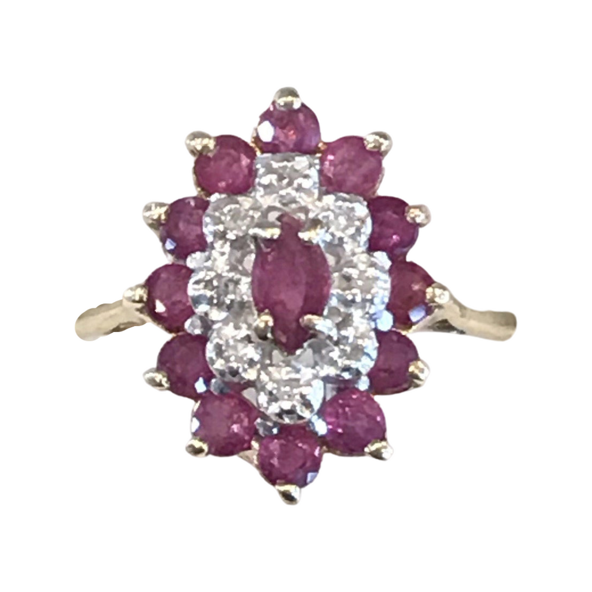 British Diamond and Ruby Ring with Center Marquee Ruby — The Art of ...