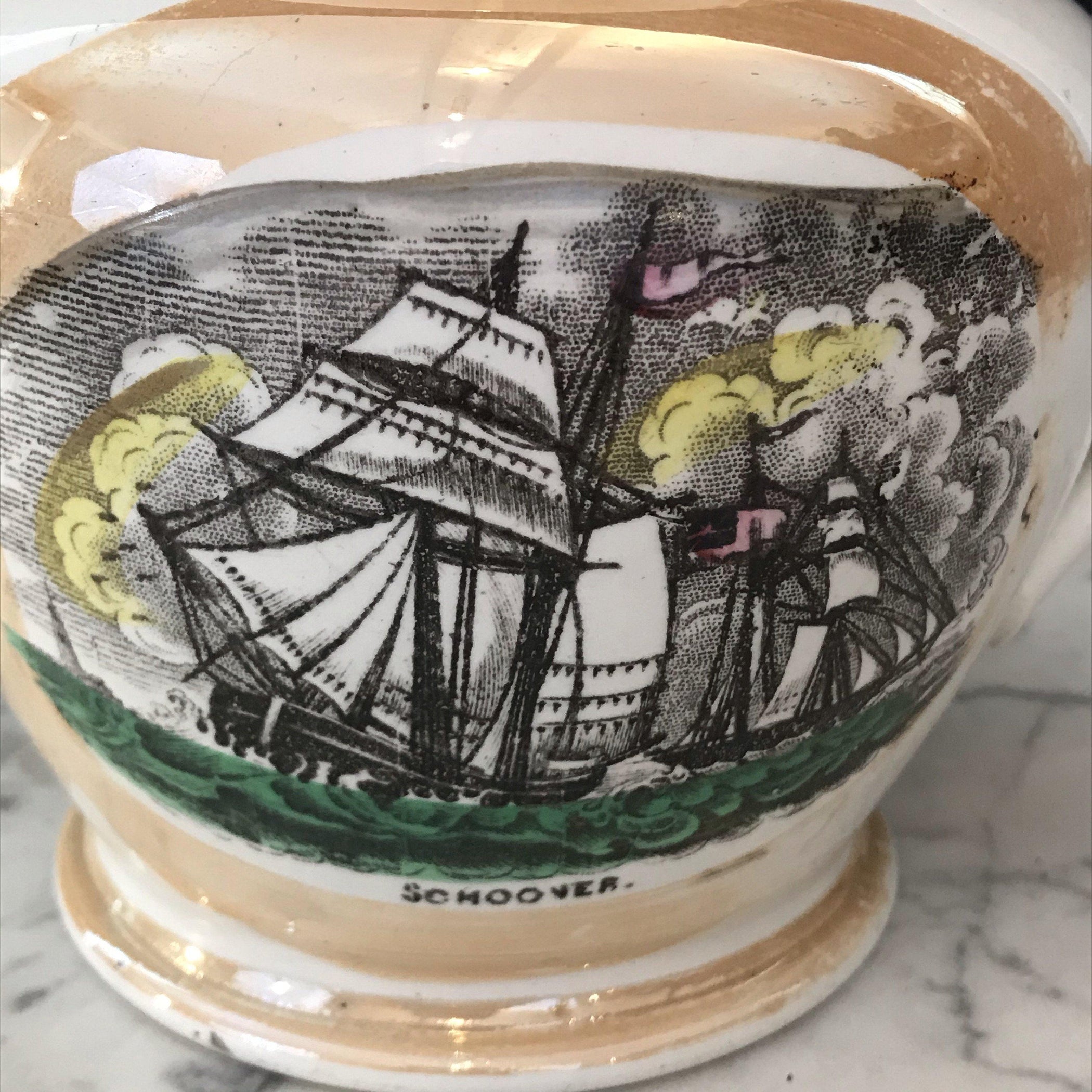 British Sunderland Lustreware Pitcher depicting Schooner Great Austral ...