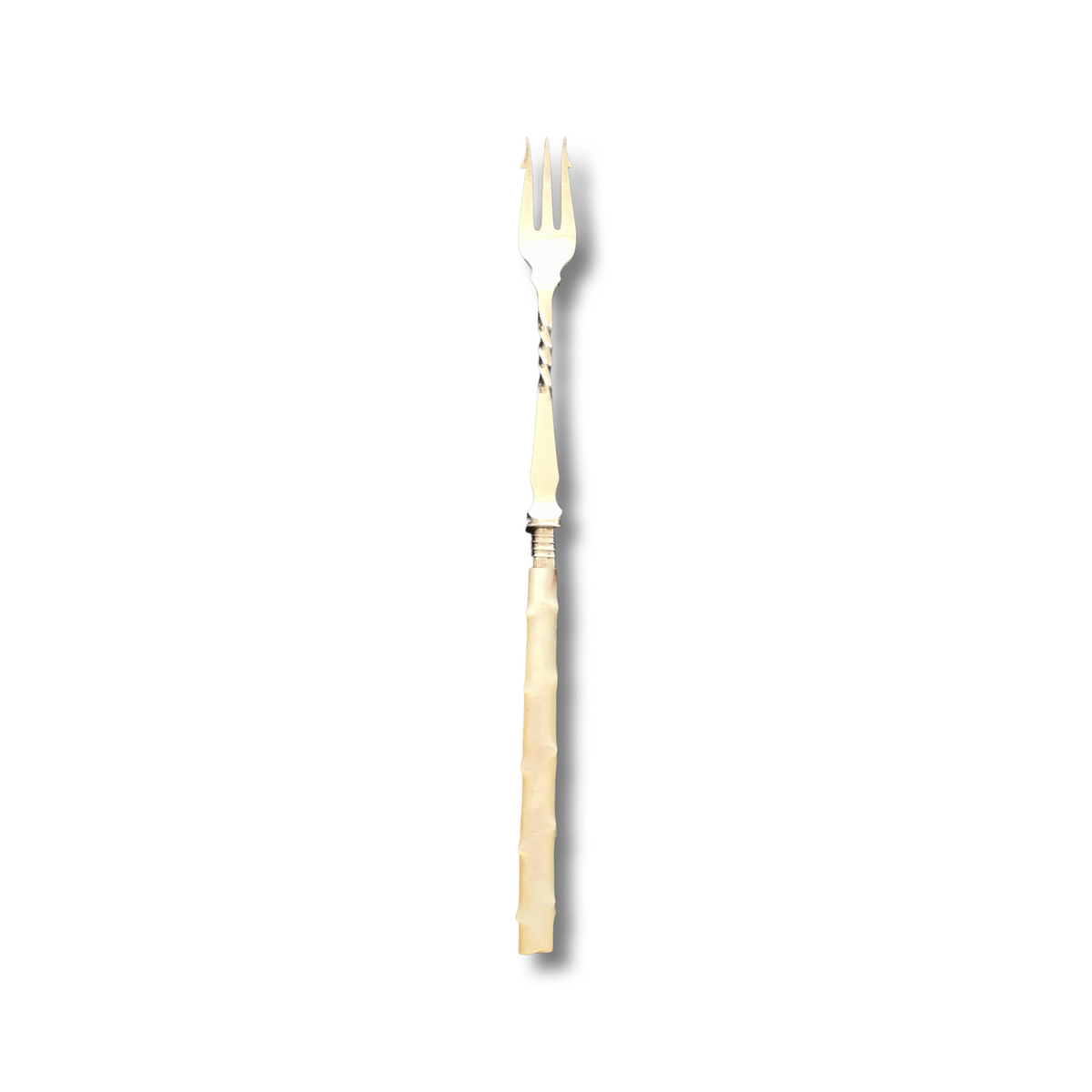 British Silver Pickle Fork or Hors D'oeuvres Fork with Twig Carved Bon ...